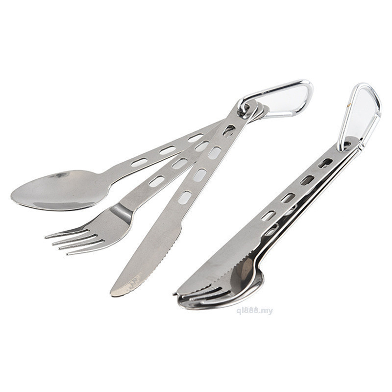 3Pcs/Set Titanium Cutlery Set Ultra Lightweight Knife Fork Spoon For ...