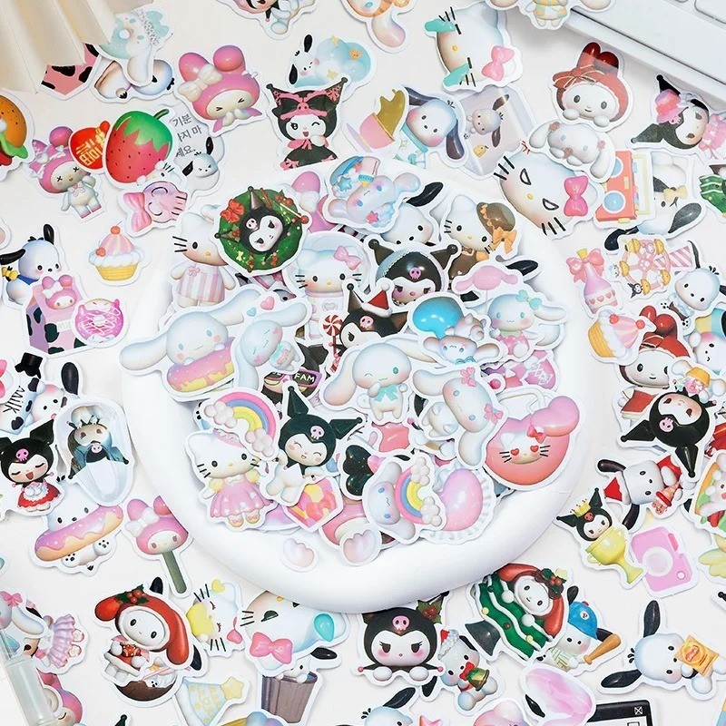 100Pcs Cartoon Sanrio Laptop Stickers Hello Kitty Cinnamoroll Kuromi ...