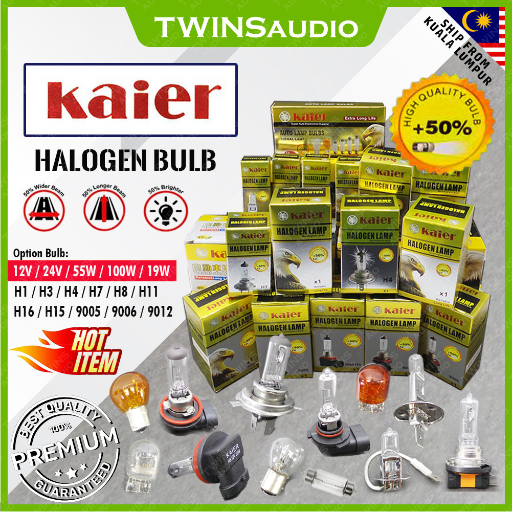 (1pc) KAIER Halogen Headlamp Car Bulb H1,H3,H4,H7,H8,H11,H15,H16,9005,9006,9012 | Shopee Malaysia