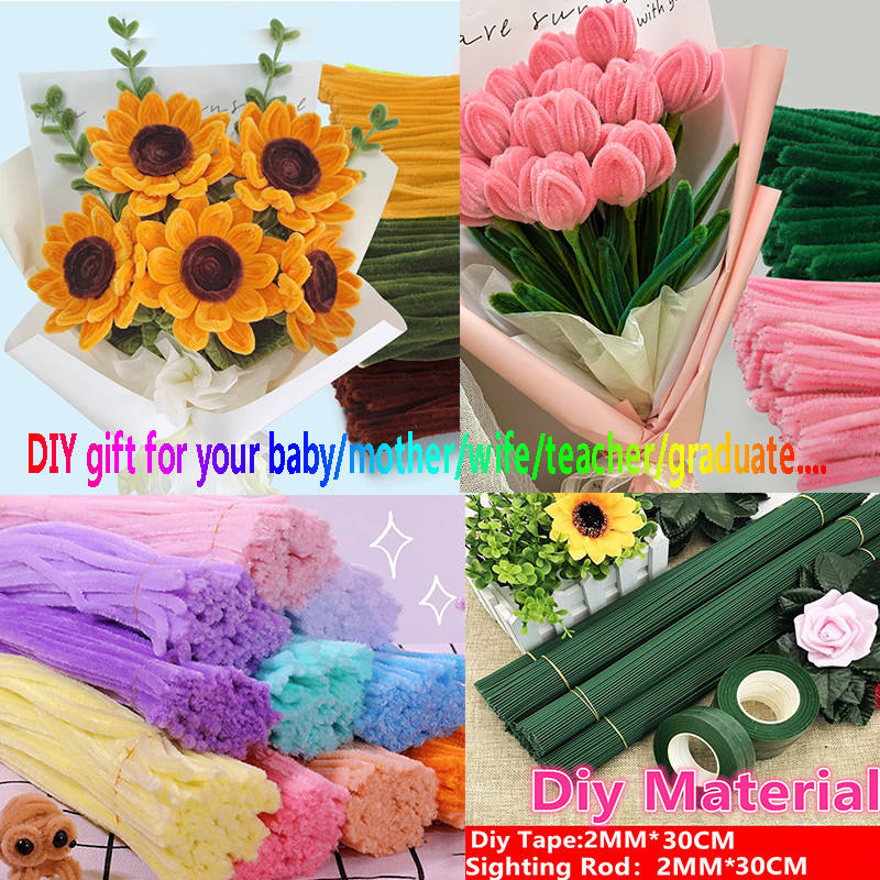 100PCS Chenille Stems Sticks Colorful Soft Sticks Kids Educational Diy ...