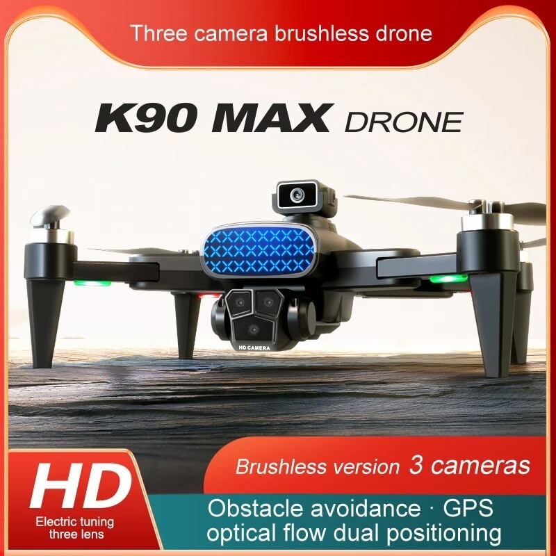 New K9Max Mini Drone 4K Professinal Three Cameras Wide Angle Optical Flow Localization Four-way ...
