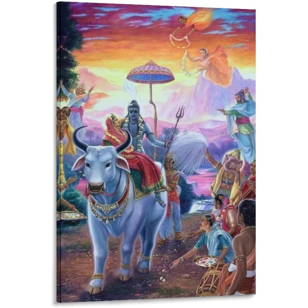 Religious Art Painting Posters Hindu God Shiva Parvati 5 Canvas Art ...