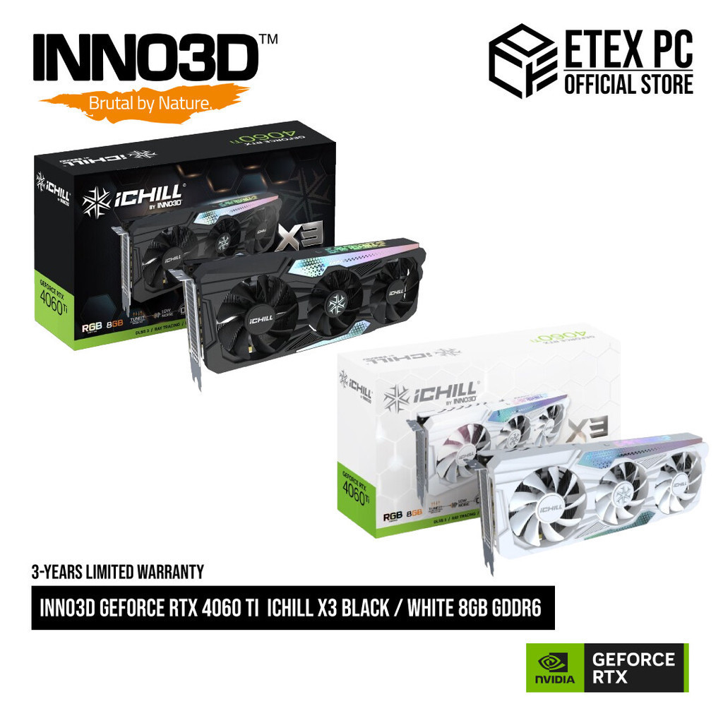 INNO3D GeForce RTX 4060 Ti ICHILL X3 Black / White 8GB GDDR6 # C406T3 ...