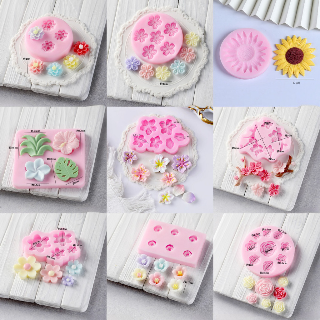 Sakura Baking Tray Flowers Shaped Plum Blossom Fondant Clay Silicone ...