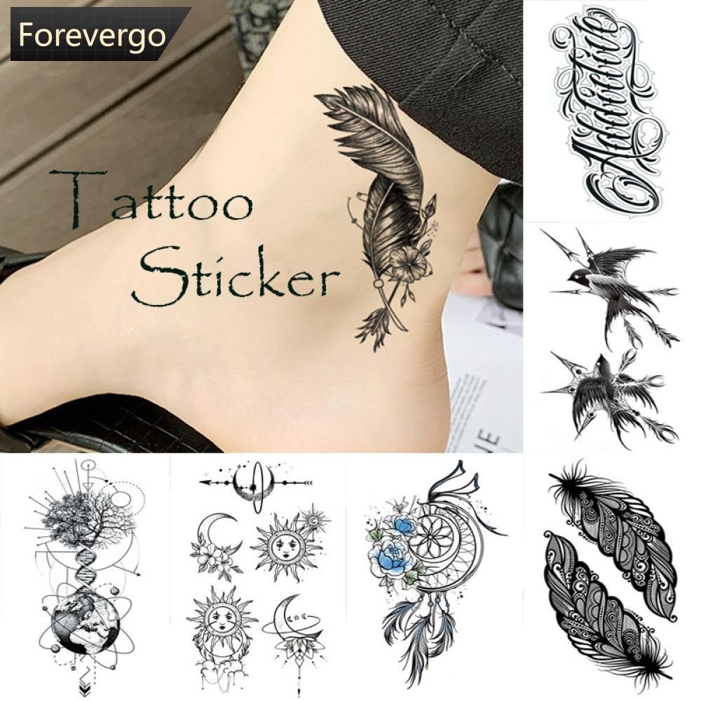FOREVERGO Small Fresh Black Tattoo Stickers Waterproof Long Lasting ...