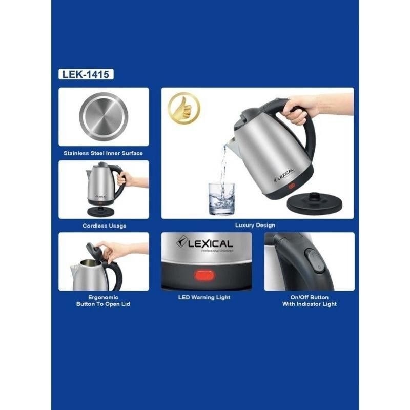 LEXICAL PROFESSIONAL ELECTRIC KETTLE 1500 WATT 1.8 LITER MODEL LEK-1415 ...