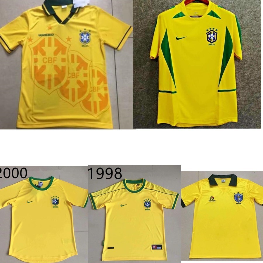 1994 Brazil Retro Soccer Jerseys 1998 2000 2002 1988 Maillot De Foot ...