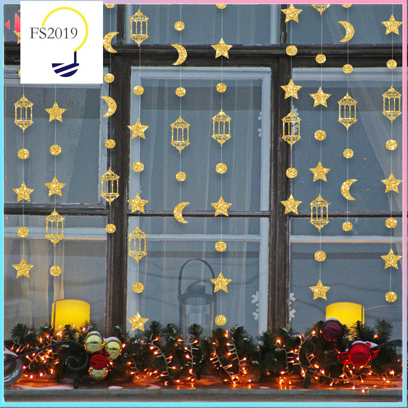 Moon Crescent Garland Holographic Decorations Multi Style Eid Mubarak 4 ...