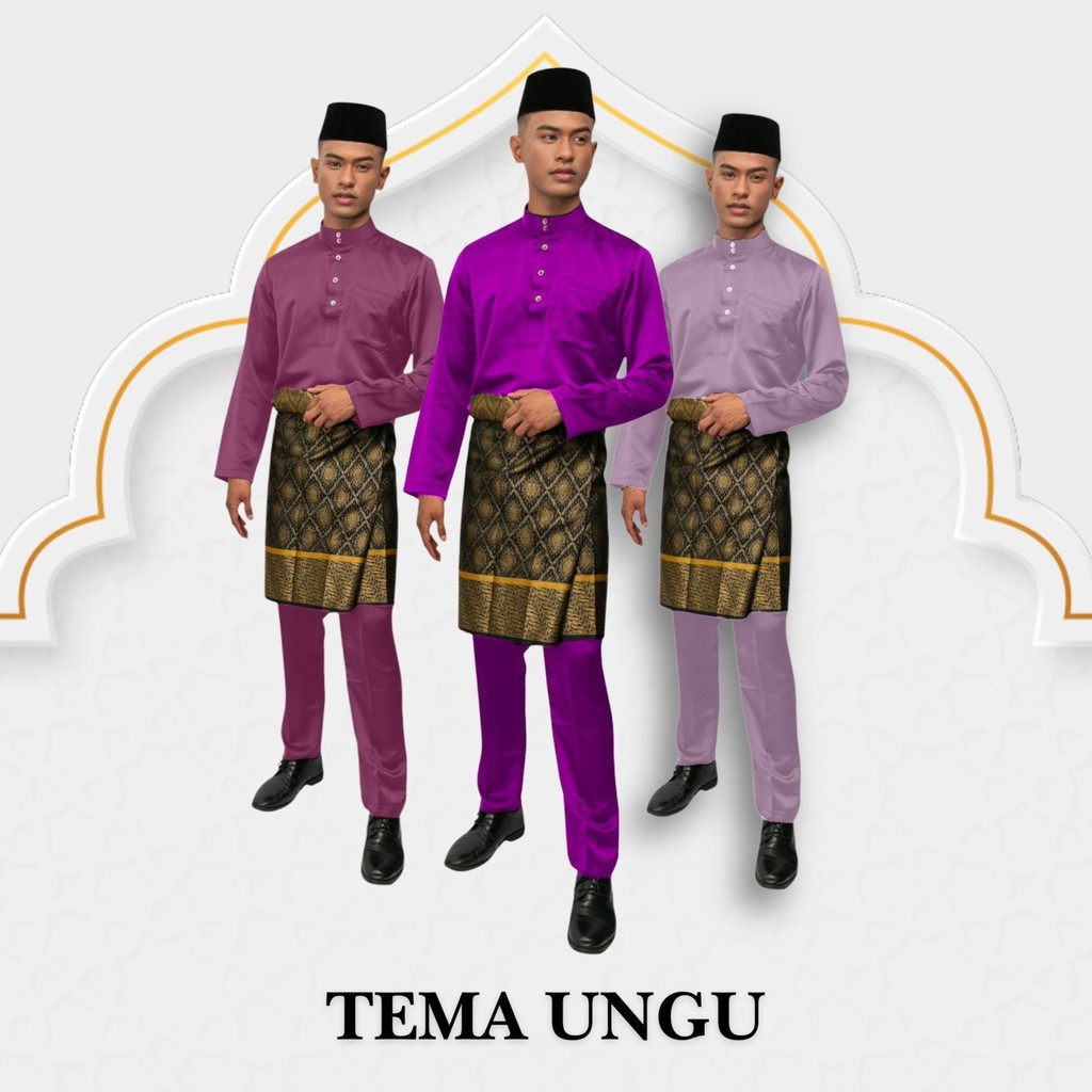 Tema Ungu (Purple) 1 - Cekak Musang Moden Fit Baju Melayu Silky Satin ...