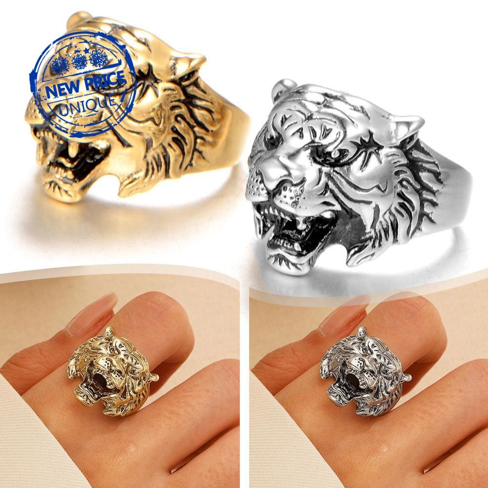 Retro Punk Personality Tiger Head Ring For Men Stainless Steel Good ...