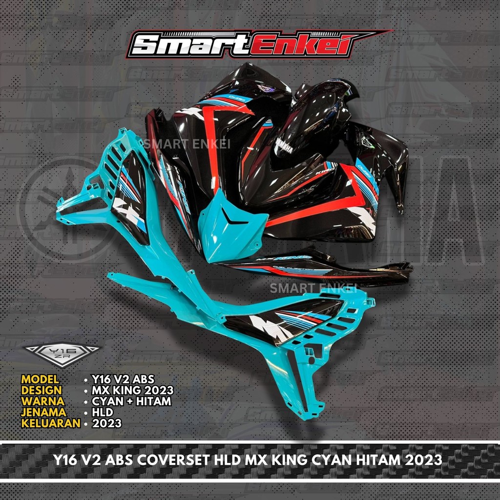 HLD-Y16 V2 ABS COVERSET MX KING CYAN HITAM 2023 HLD | Shopee Malaysia