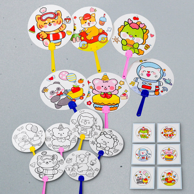 Cartoon Cartoon Gift DIY Handmade Fan Graffiti Hand-Painted Fan ...