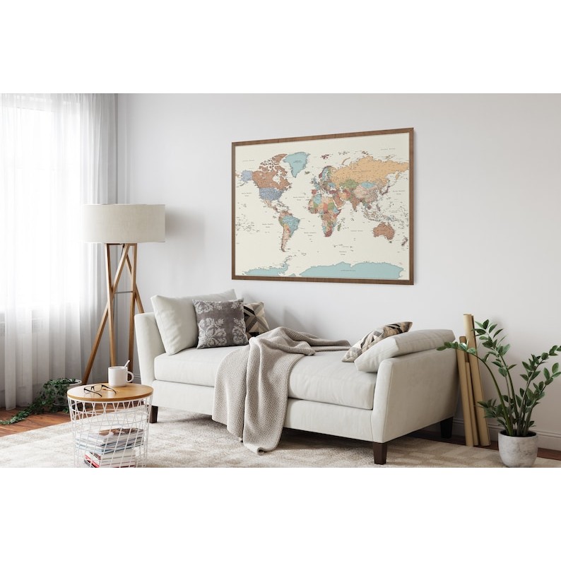Accurate World Map Poster - Large Wall Travel Map Print - Detai ...
