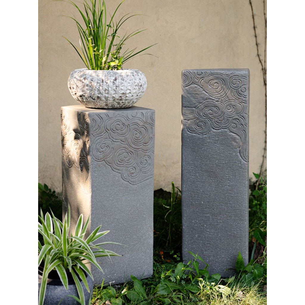 Juhan Gaya Cina Ukiran Batu Corak Awan Lajur Paparan Lajur Berdiri ...