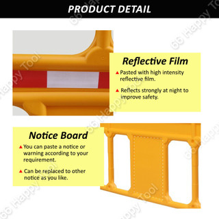 1.6M Safety Barricade Plastic Road Barrier New Material Penghadang ...