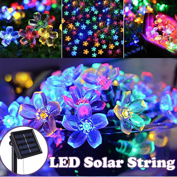 Lampu Raya LED Solar Cherry Blossom String Light Outdoor Solar Fairy ...