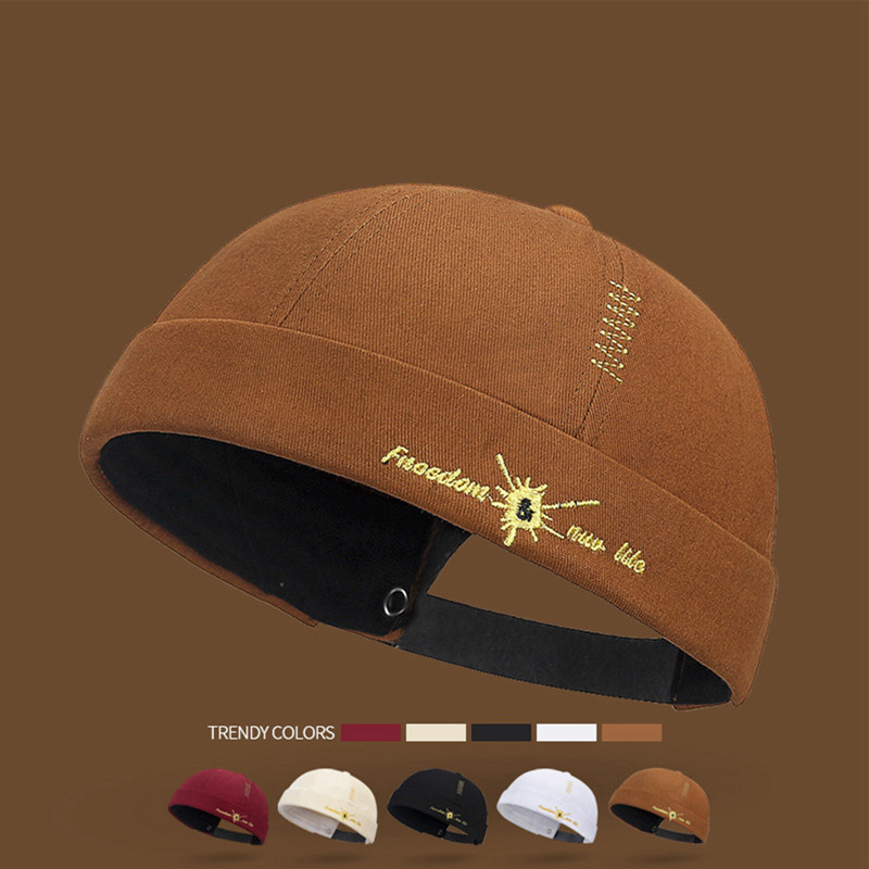 Men Women Docker Sailor Biker Hat Cap Casual Mechanic Brimless Solid ...