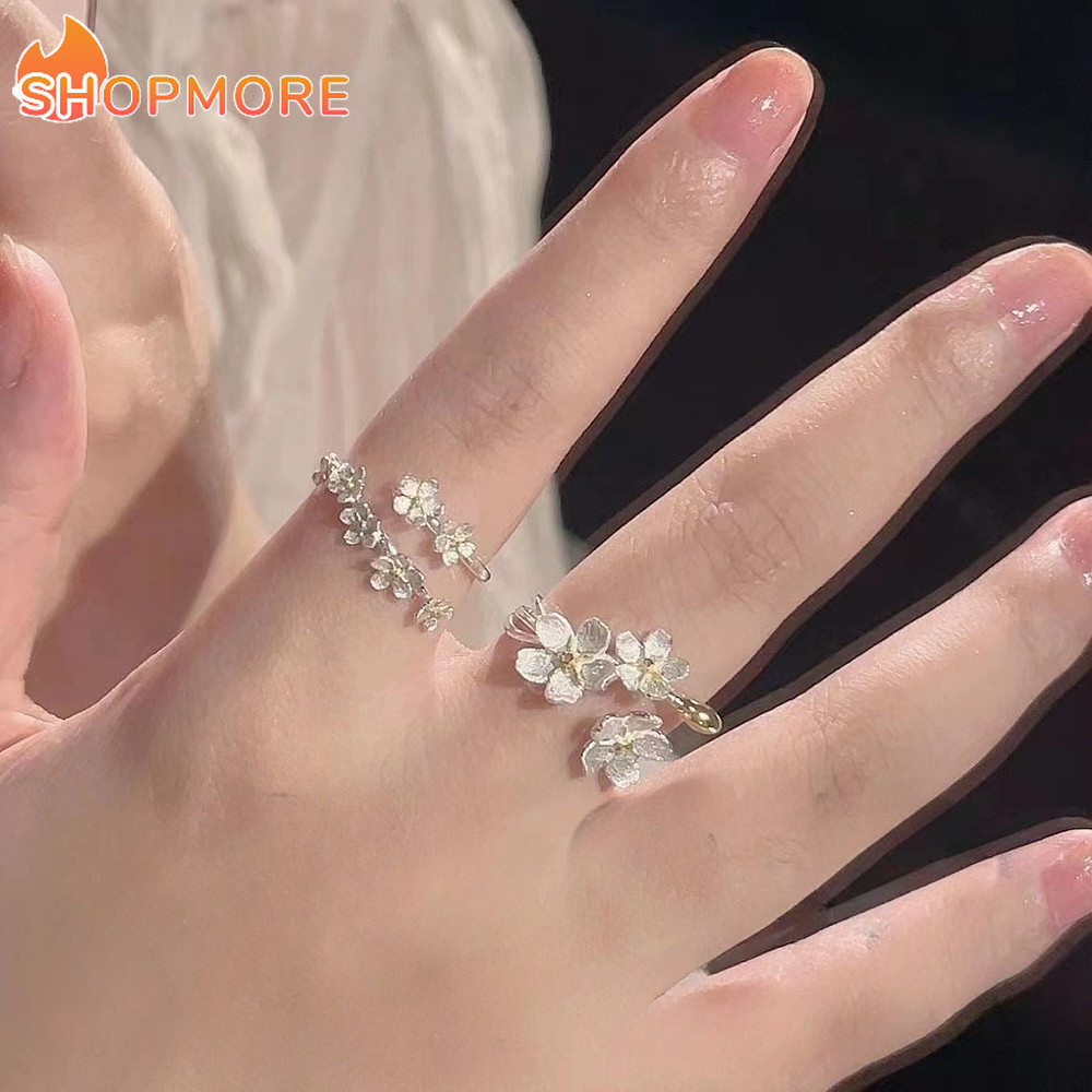 Temperament Pear Blossom Finger Ring - Light Luxury Flower Adjustable ...