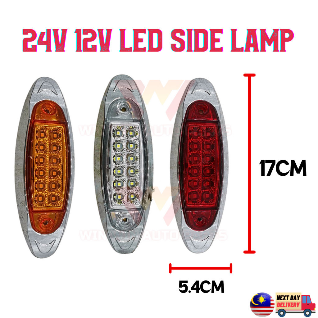 12V 24V LED SIDE LAMP For Lori Trailer Bus Heavy Truck LAMPU TEPI ...