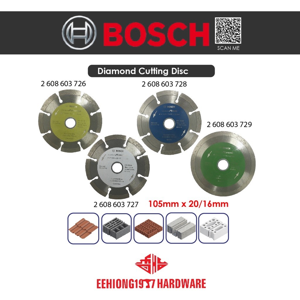 Bosch 105mm 4" Diamond Cutting Disc WHEEL Universal 2608603726 Concrete ...
