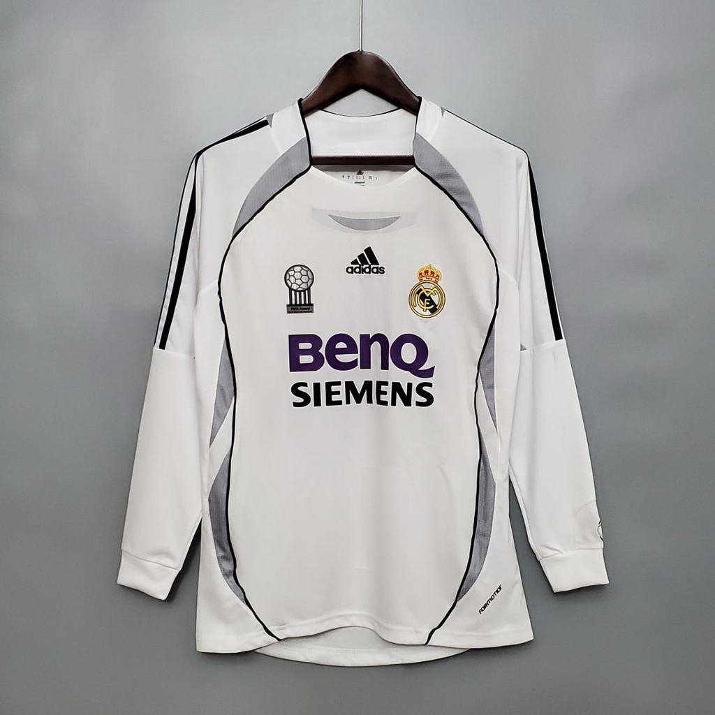 Real Madrid 06-07 Home Away Long Sleeve Retro Soccer Jersey Football ...