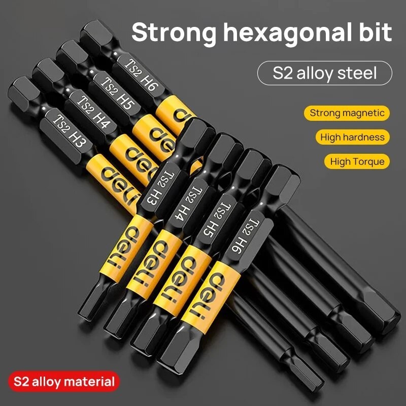 Deli Hex Shank Head Allen Wrench Screwdriver Socket Bit Metric Magnetic ...