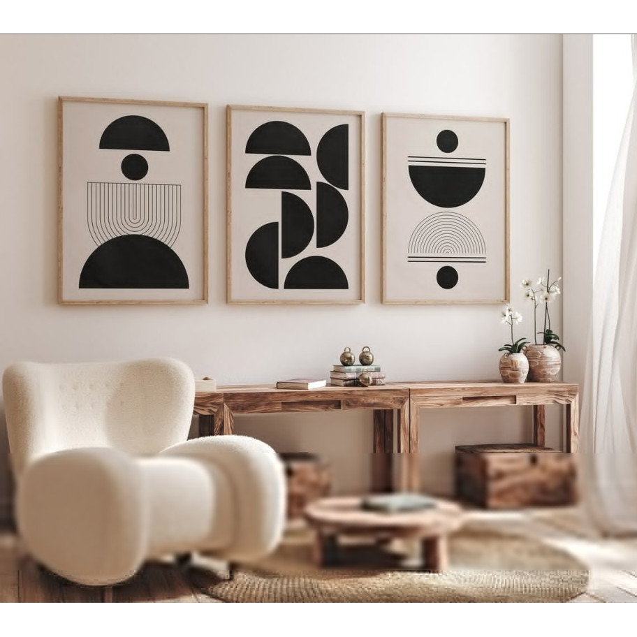Black White Japandi Wall Art Prints Trendy Geometric Wall Decor ...