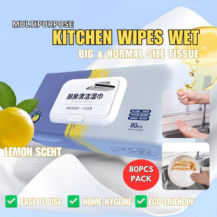 【SINGLE PACK】【NORMAL & BIG SIZE】Kitchen Wet Tissue Cleaning Wipes ...