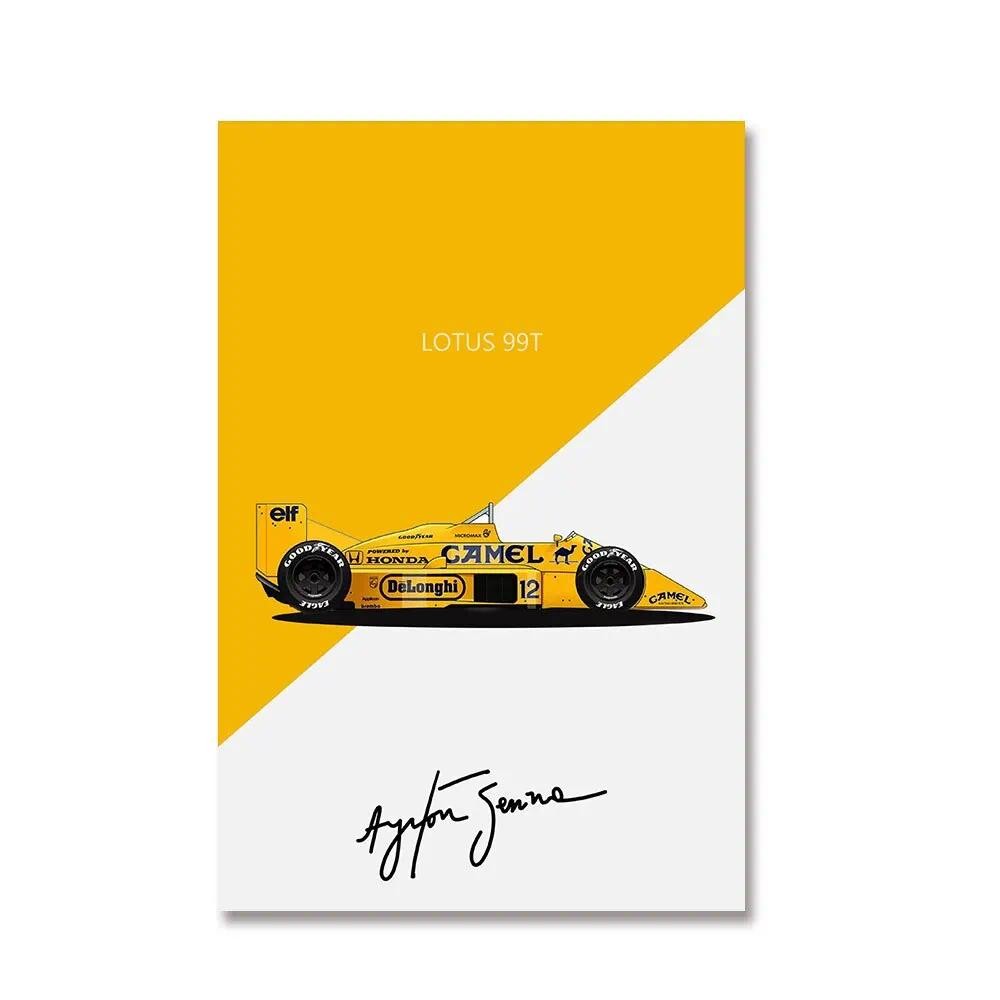 Poster Kereta Balap Ayrton Senna Formula 1 MP4/6 99T Cetak Kualiti ...