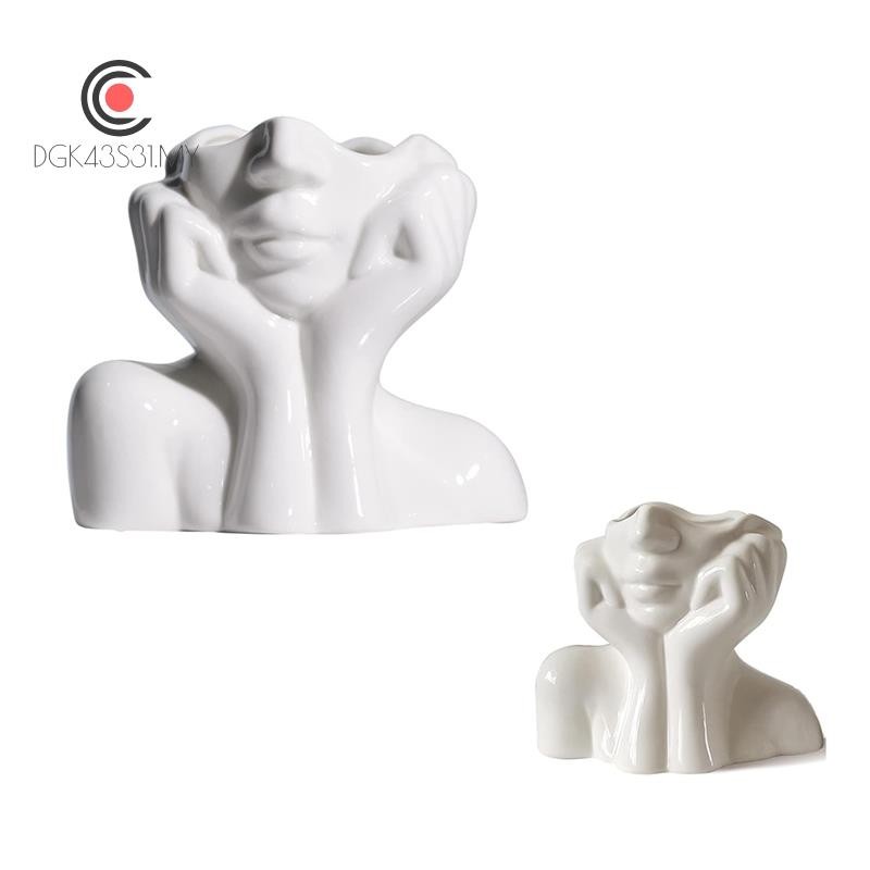 Ceramic Face Vase White Flower Vase Kit for Decor Female Form Face Vase ...