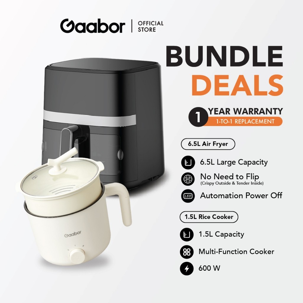 [Bundle Sales] Gaabor 6.5L Air Fryer AF65T-BK01A and 1.5L ...