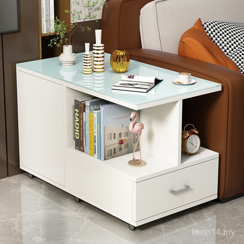 Light Luxury Tempered Glass Sofa Side Cabinet Simple Modern Coffee ...