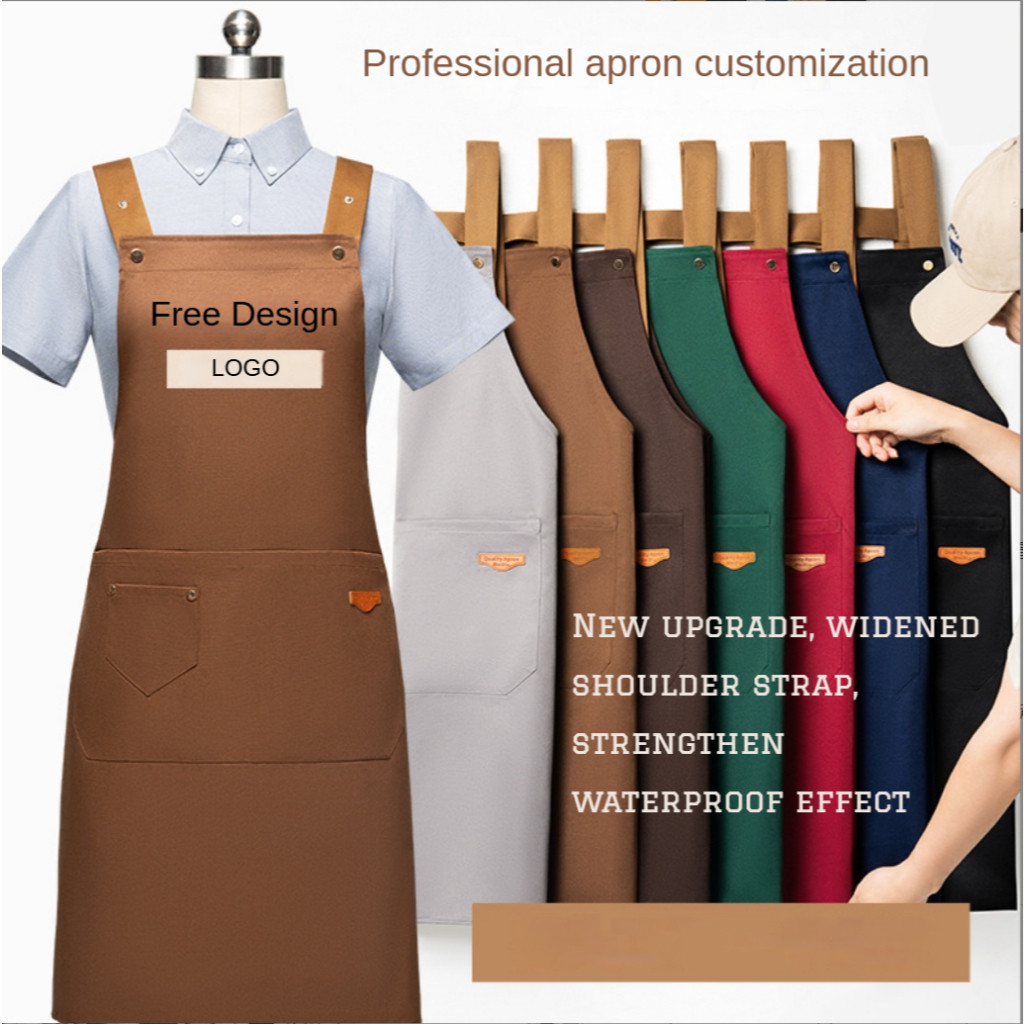 Ready Stock custom name apron Korean waterproof apron barista apron ...