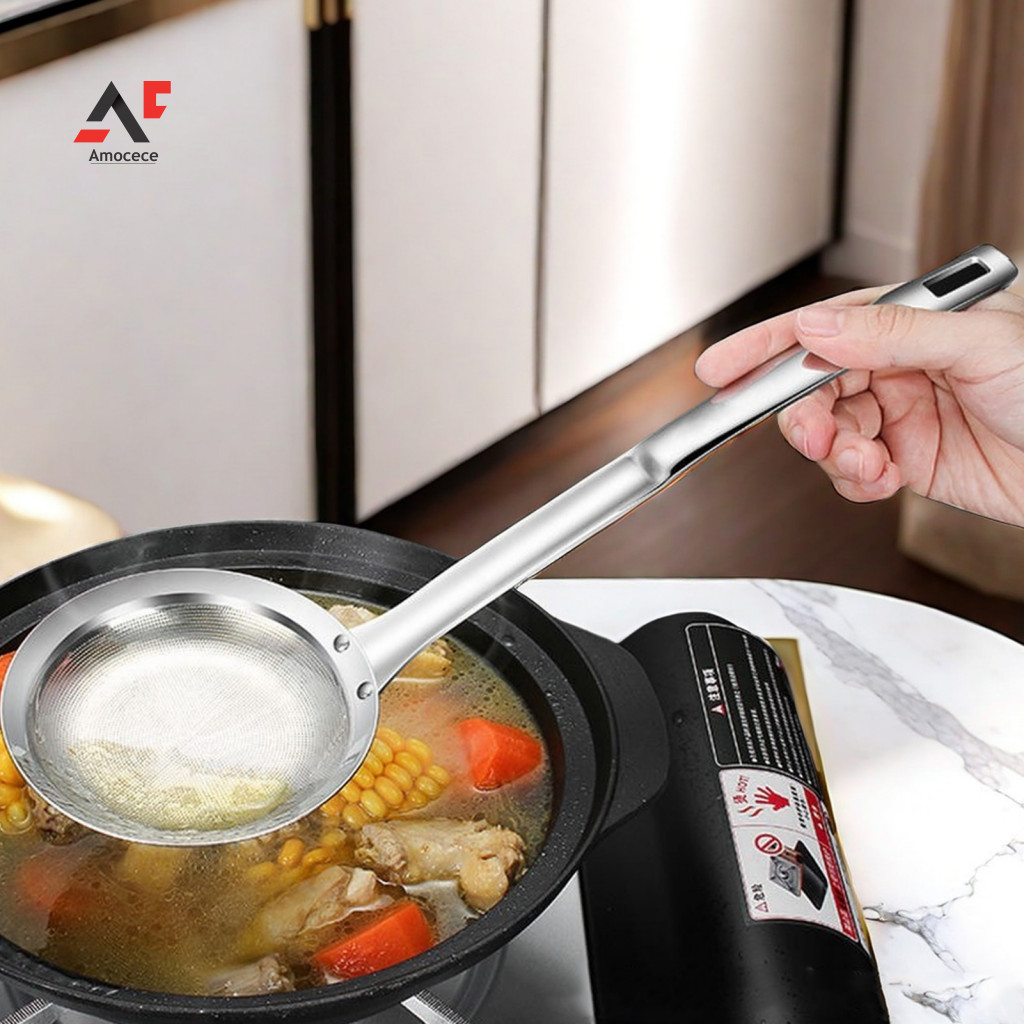 C.X Ladle Colander with Handle Fine Mesh Filter Skimmer Stainless Steel ...