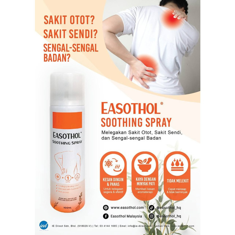 Easothol 100ml | Soothing Spray untuk Melegakan Sakit Otot, Sakit Sendi ...