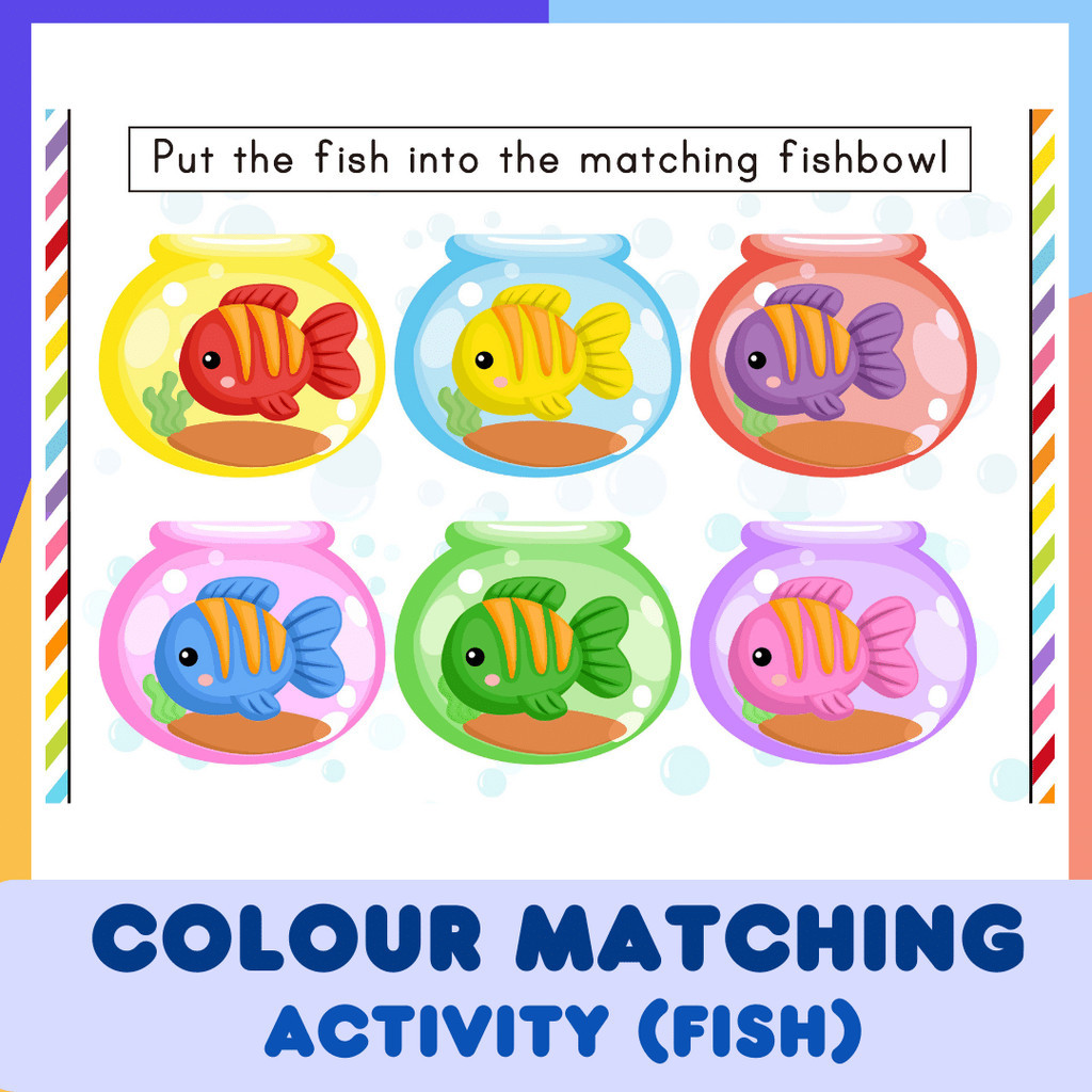 Busy Book Fish Colour Matching Recognition Montessori Early Education ...