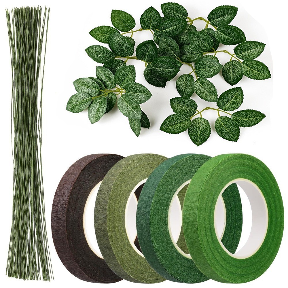 1/20PCS Floral Wire Aritfical Leaves Stem Floral Tape for Bouquet Stem ...