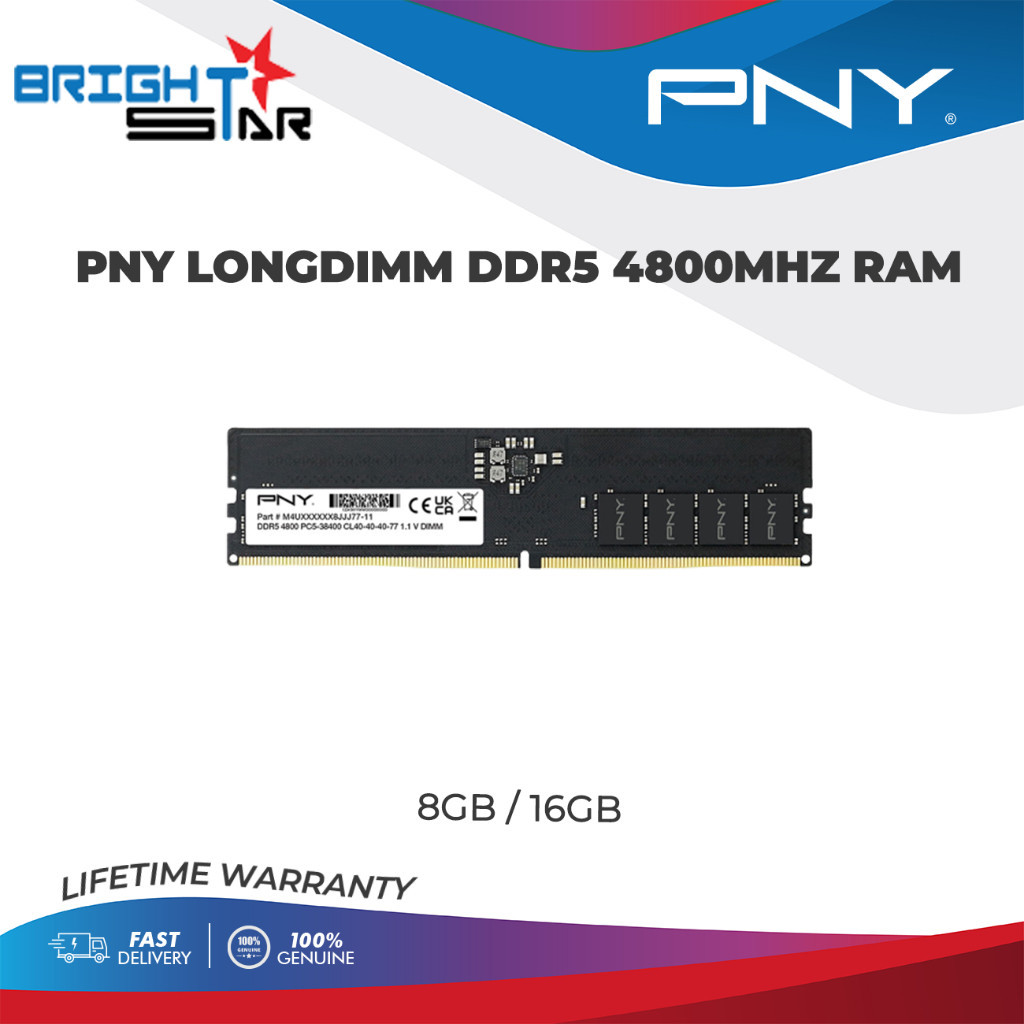 PNY Longdimm DDR5 4800mhz CL40 - Black | Shopee Malaysia