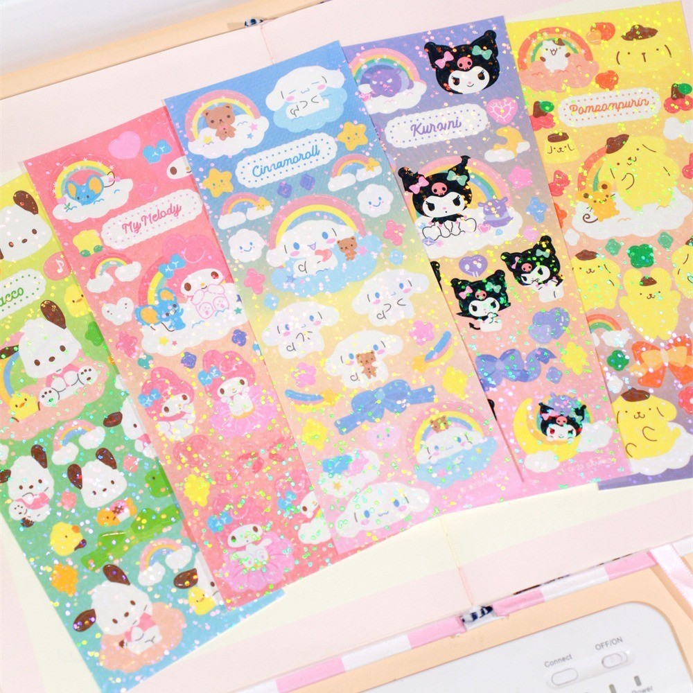 Sanrio Sticker Cute Kuromi Cinnamoroll Rainbow Stickers DIY Decoration ...