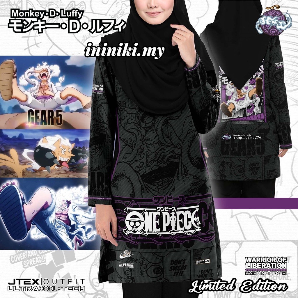 Baju Muslimah Couple Pirate King-Luffy Tshirt Women & Men Jersey ...