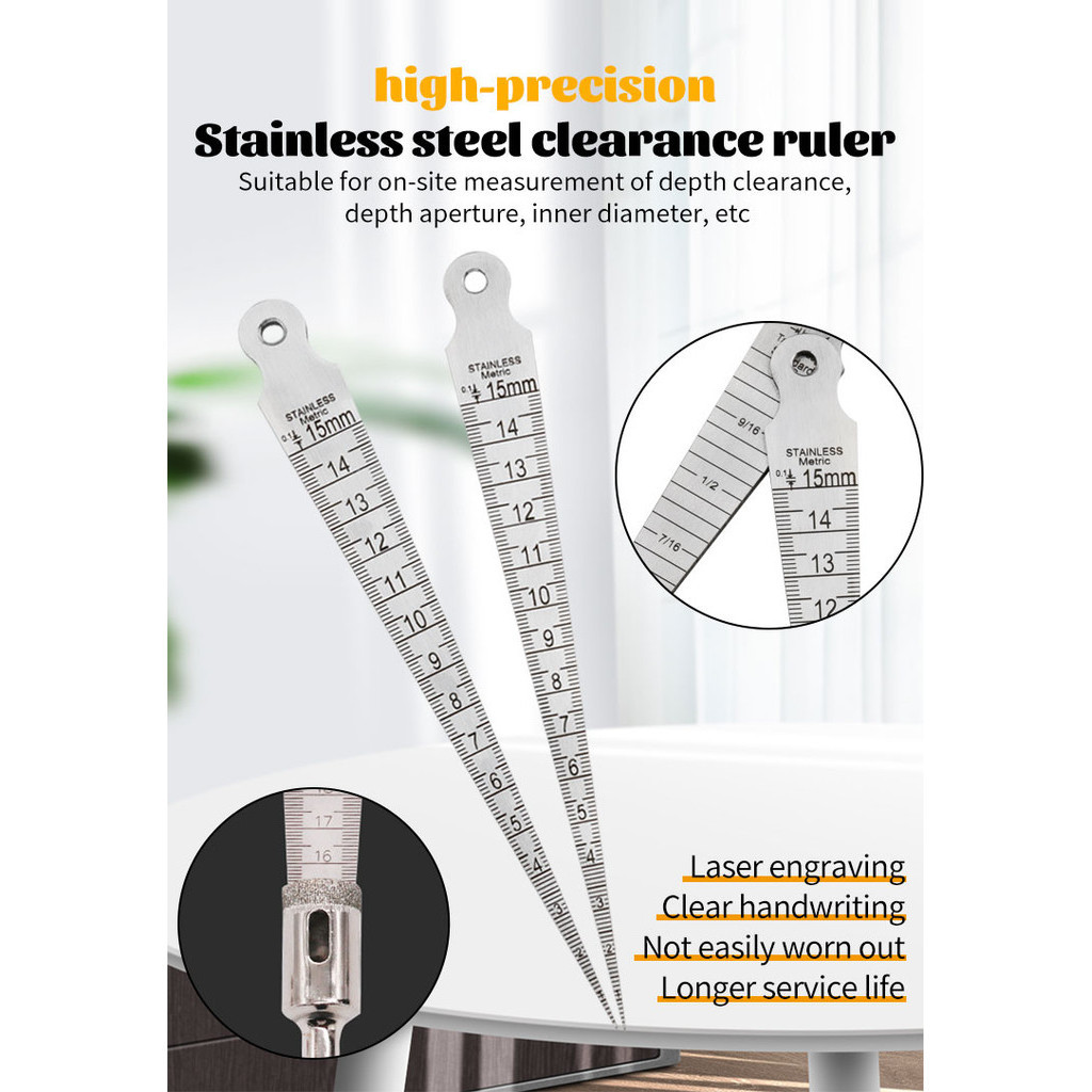 1PC Taper Gauge Feeler 1-15mm Stainless Steel Gap Hole Measuring Tool ...