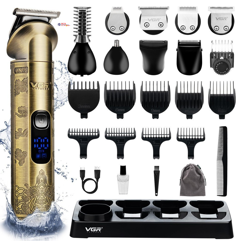 VGR V-110 8 in 1 Waterproof Beard Trimmer for Men Rechargeable Cordless ...