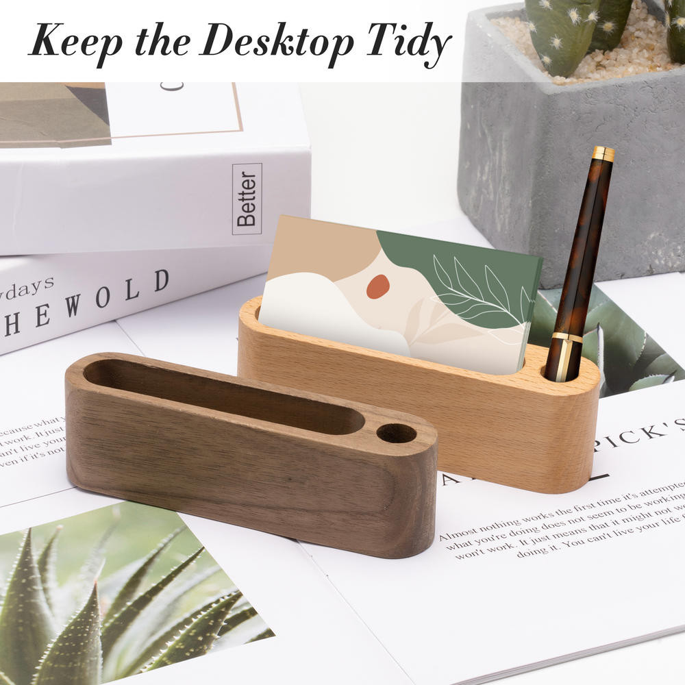 Wooden Display Business Memo Pad Cards Stand Box for Office Tabletop ...
