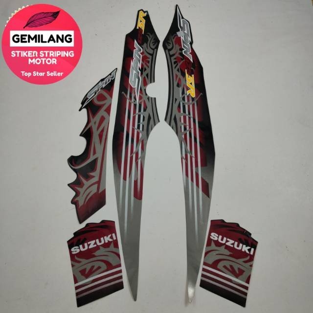 HITAM Striping Decal Polet Sticker Suzuki spin sr 125 2012 black full ...