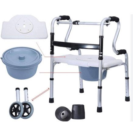 Aluminium Walking Frame With Commode & Wheels | Shopee Malaysia