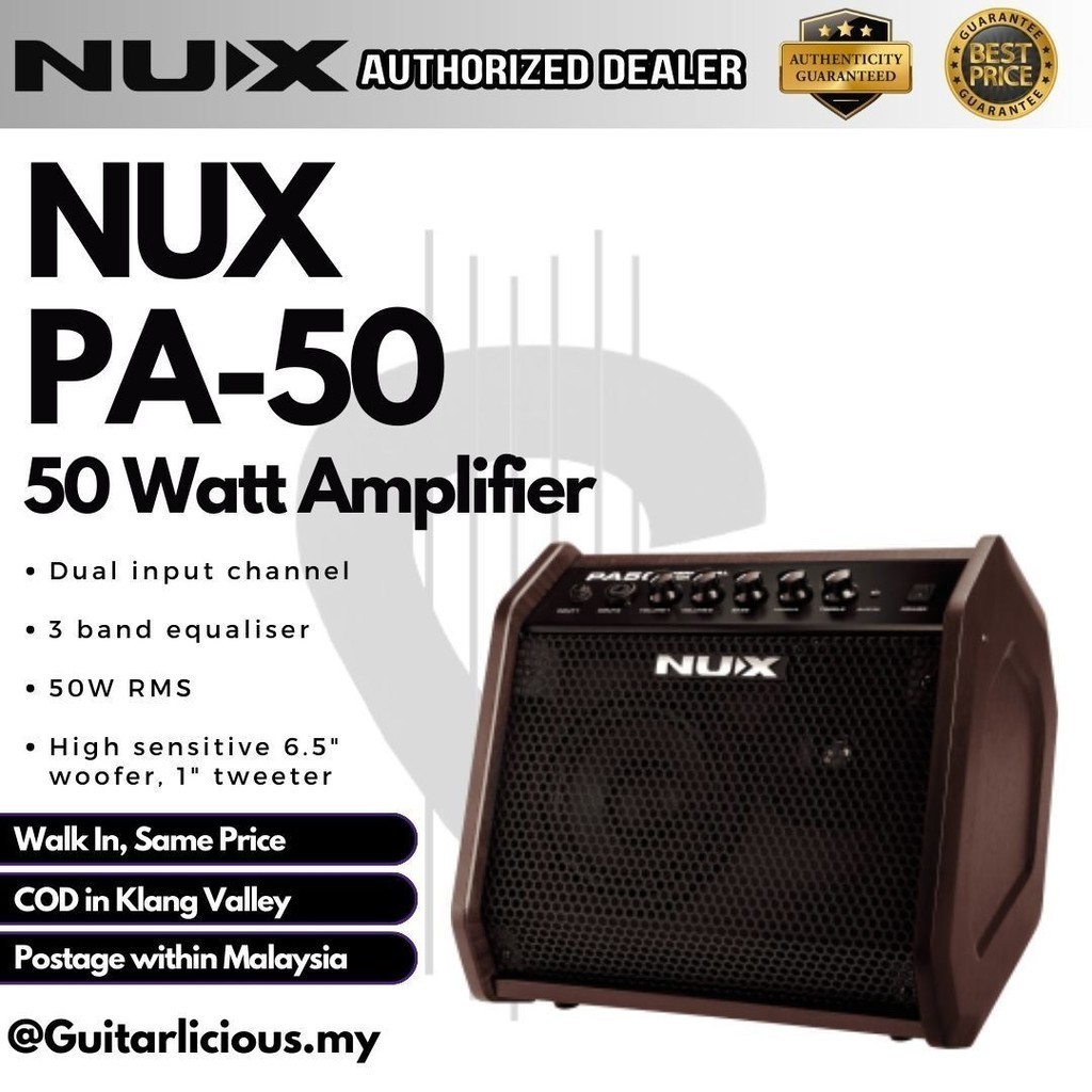 NUX PA50 2 Channel 50 Watts Powered Personal Monitor Speaker With 6.5 ...