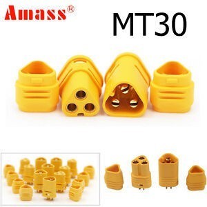 AMASS MT30 2mm 3 Pin Plug gold plated Bullet Connector Socket Adapter Set Drone RC ESC to Motor ...