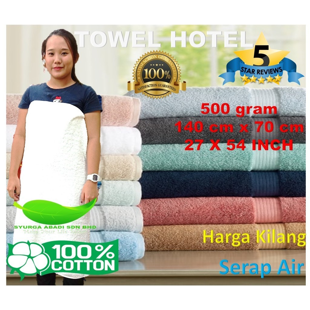 LUXURY HOTELS TOWEL Tuala Hotel DEWASA 140 X 70 CM 500GSN Syurga ...