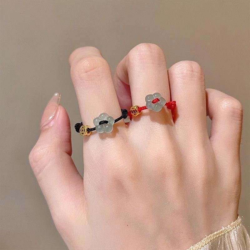 Chinese Coin Flower Hand-woven Adjustable Rings for Women Simple Cloth ...