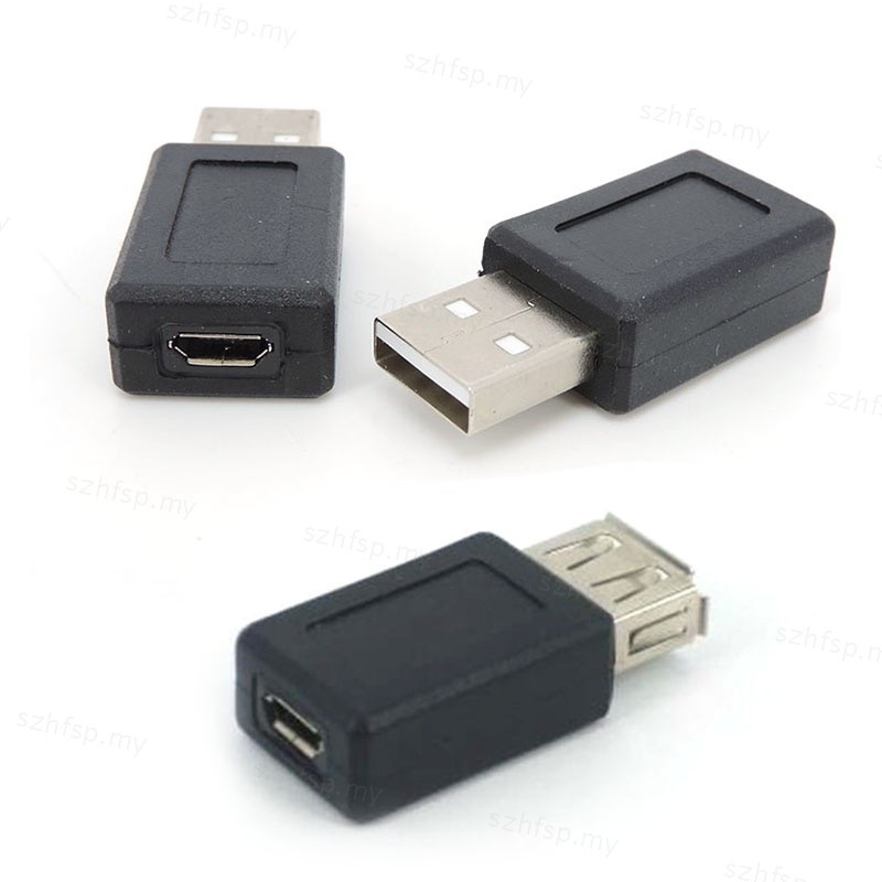 Black USB 2.0 Type A male Female to Micro USB B Female Adapter Plug ...